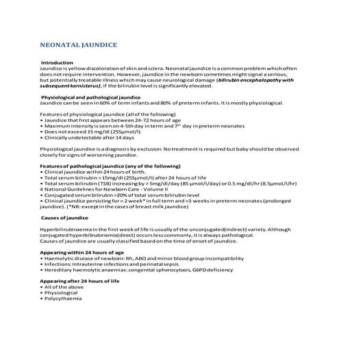 Neonatal jaundice | PDF