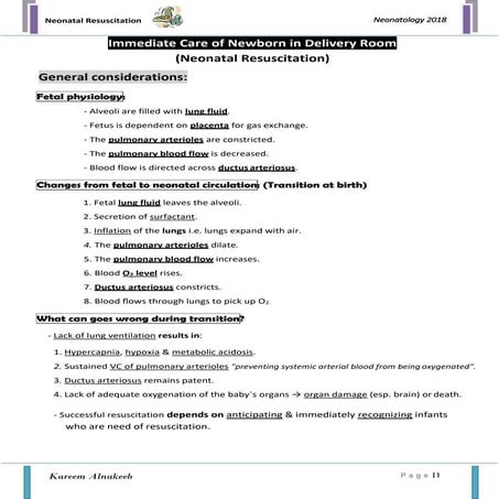 Neonatal Resuscitation: Immediate Newborn Care (2018) | PDF