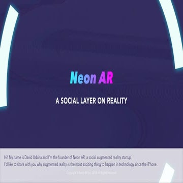 Neon AR Pitch Presentation at USC Demo Day 2019 | PDF