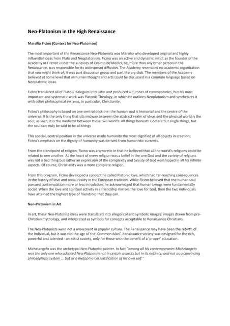 47885749 neo-platonism-handout | PDF