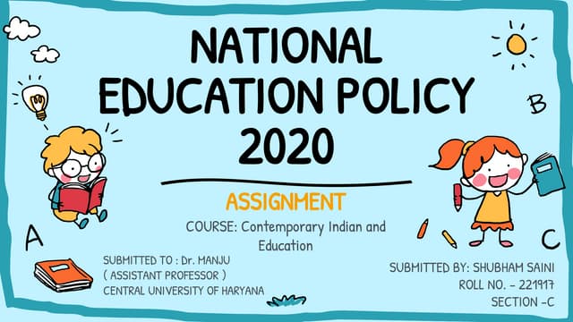 National Education Policy 2020: An Overview | PPTX
