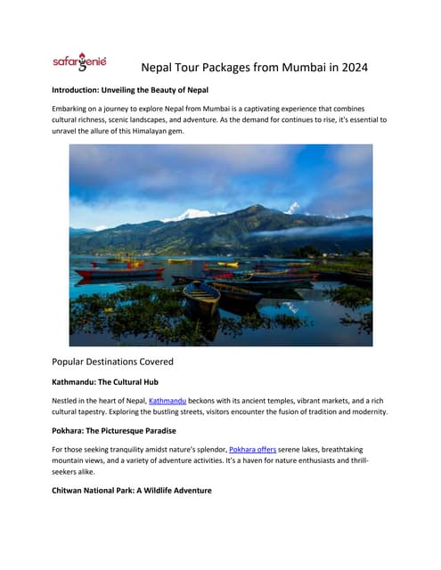 How To Plan the Perfect Tour in Nepal, Tour To Nepal | PPT