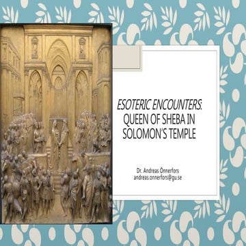 Esoteric Encounters: Queen of Sheba in Solomon's Temple | PPTX
