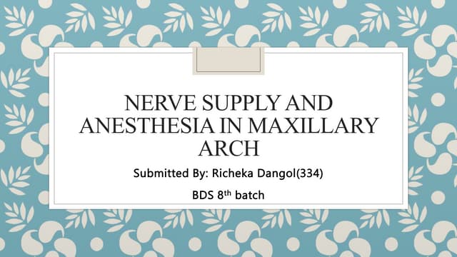 ExtraOral Nerve Block Techniques | DOCX