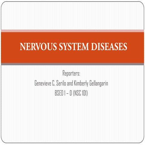 Nervous system diseases | PPTX | Brain and Nervous System Disorders ...