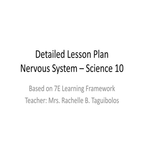 Lesson plan on Nervous system 10 | DOCX