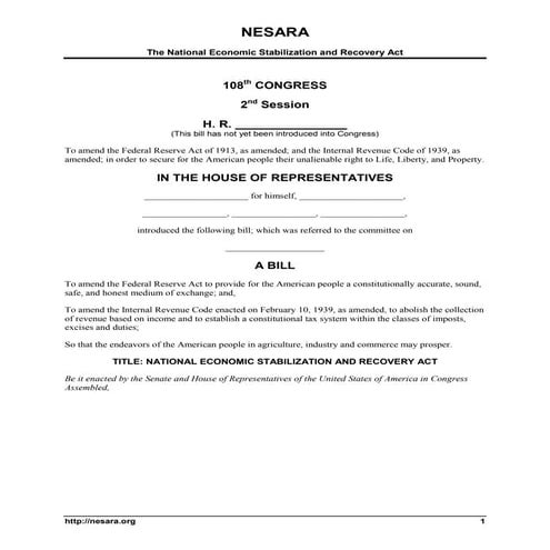 National Economic Security and Recovery Act (NESARA) | PDF
