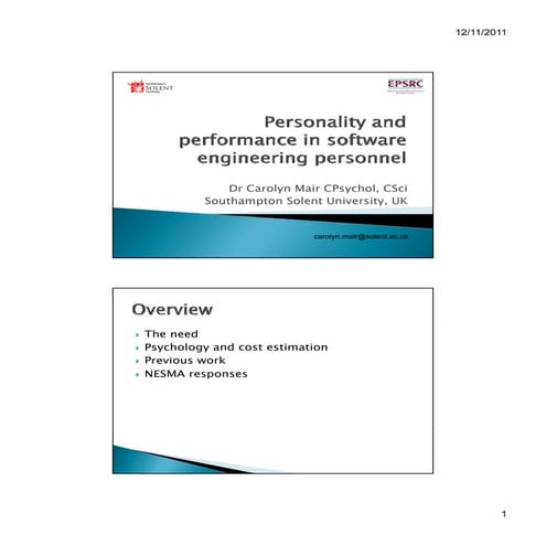 Personality and performance in software engineering personnel | PDF