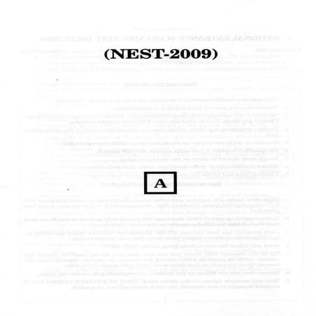 NEST 2009 Question Paper | PDF