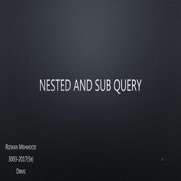 Nested And Sub Query Aggregate Functions And Clauses Ppt Ppt 7942
