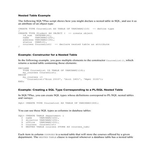 Nested table example | DOC