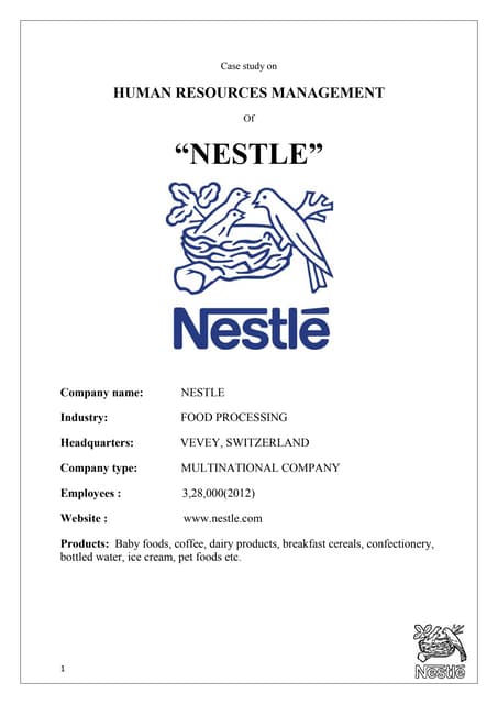 Case study on Nestle | PPTX