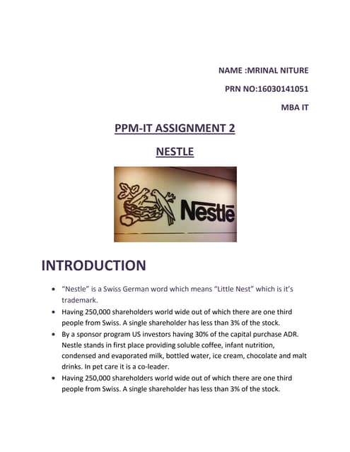 Management Of Change : A study of problem and Challenges in Nestle | PPTX