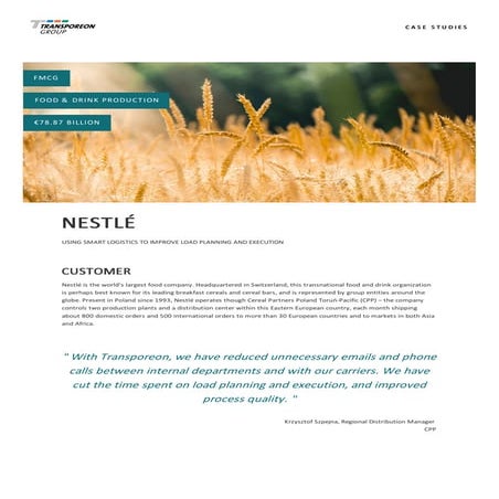 Nestle TRANSPOREON Group Case Study | PDF
