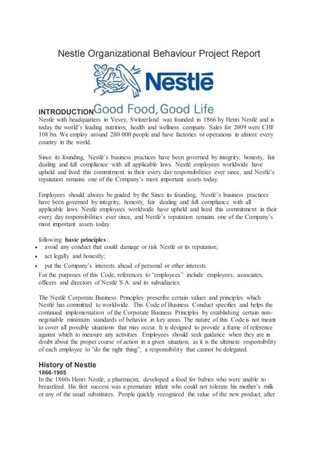 Nestle - Organisational Structure | PPTX