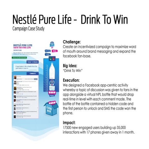 Nestlé Pakistan - Campaign Case Study - Pure Life Drink To Win (2011) | PDF