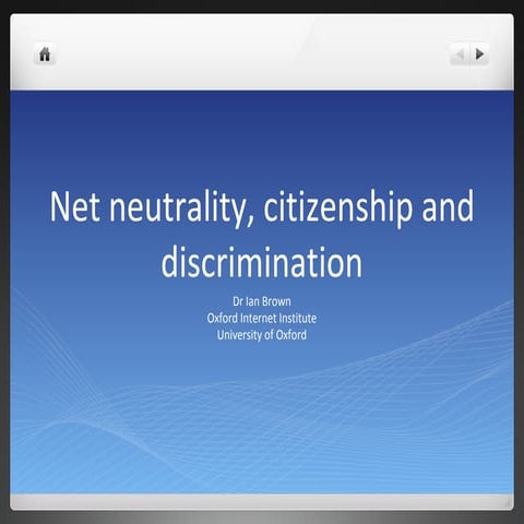 Net neutrality, citizenship and discrimination | PPT