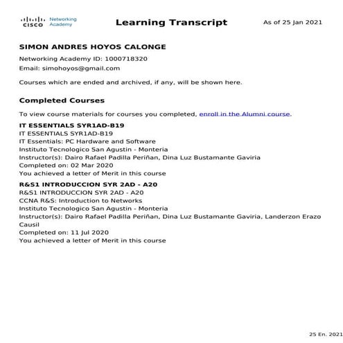 Net acad learning transcript | PDF