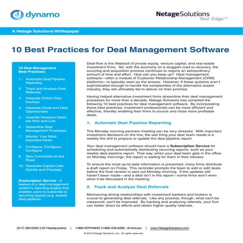 10 Best Practices For Deal Flow Mgt | PDF