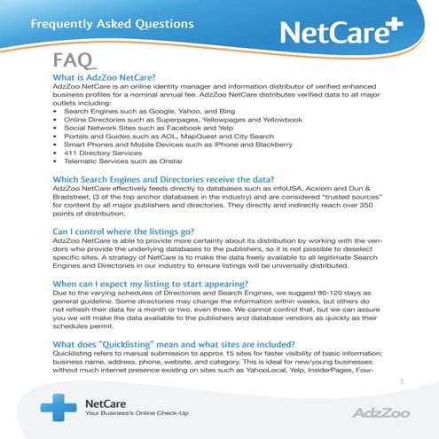 Net Care Faq | PDF