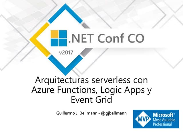 Net Conf Co V2017 Arquitecturas Serverless Con Azure Functions Logic Apps Y Event Grid Ppt