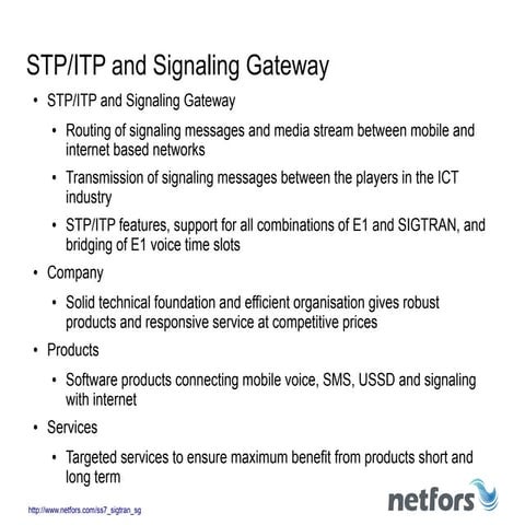 Netfors - STP/ITP and Signaling Gateway | PDF