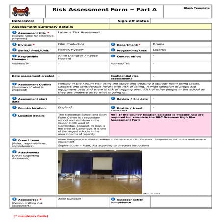 Lazarus Risk Assessment | DOC