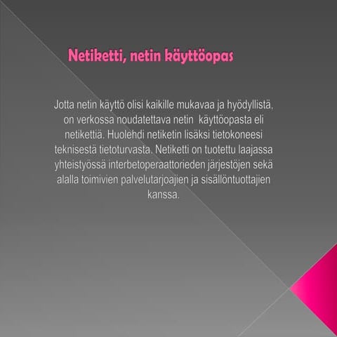 Netiketti, netin käyttöopas | PPTX