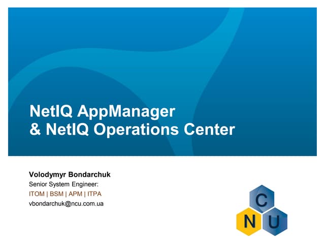 Netiq Appmanager And Netiq Operations Center Ncu Ltd Pdf