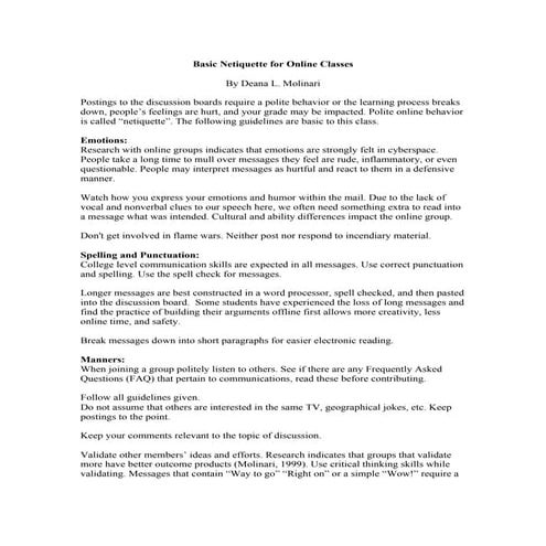 Creative classroom eTwinning Group Netiquette | PDF