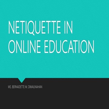 Netiquette in online education | PPTX