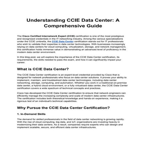 Understanding Ccie Data Center A Comprehensive Guide Pdf