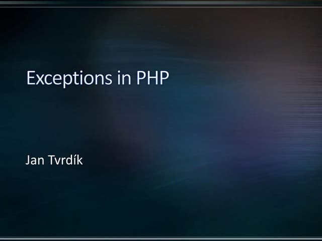 Exceptions In Php Ppt