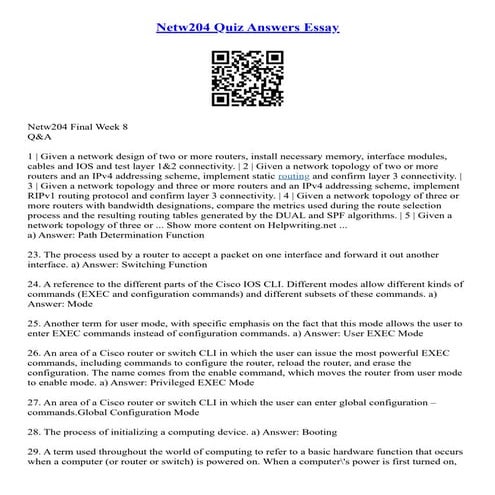 Netw204 Quiz Answers Essay | PDF