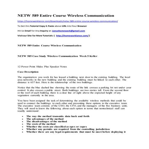 Netw 589 entire course wireless communication | PDF
