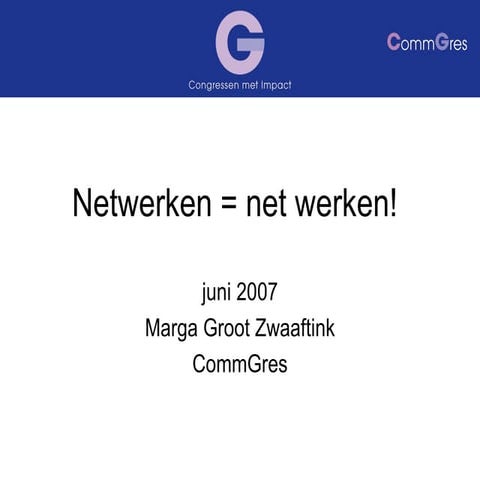 Workshop "Netwerken" | PPT