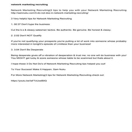 Network marketing Recruiting | PDF