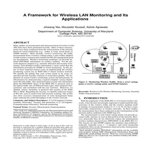 A Framework For Wireless Lan Monitoring And Its Applications Pdf