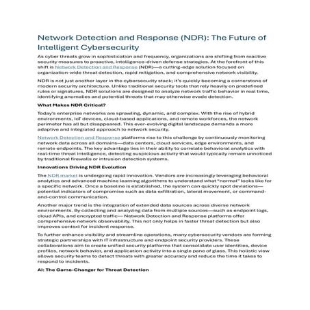 Network Detection And Response Ndr The Future Of Intelligent Cybersecurity Pdf