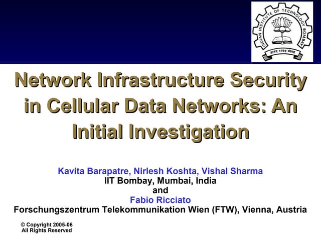 Network Infrastructure Security In Cellular Data Networks An Initial