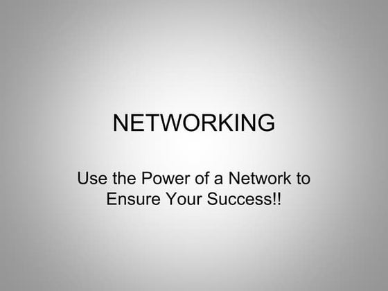 Networking powerpoint | PPT | Career Advice | Careers