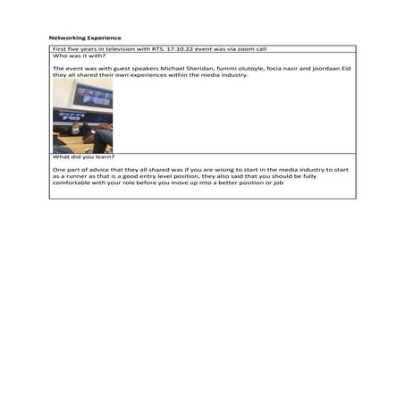 Networking Experience first five years .docx