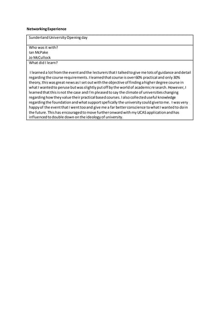 Networking experience template copy | DOCX