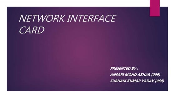 Network Interface Card Ppt