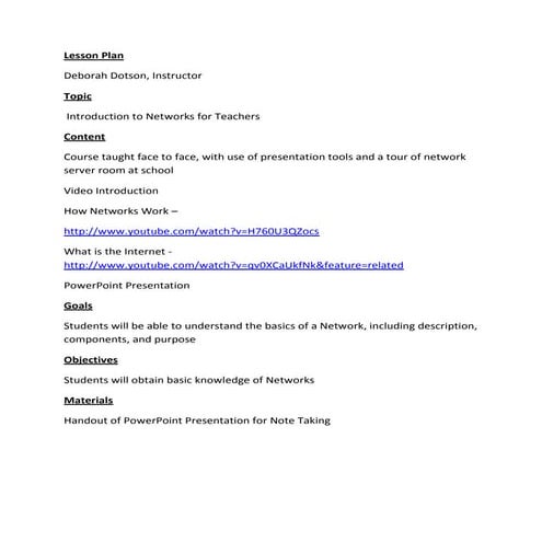 Network lesson plan module 3 assignment | PDF | Technology & Computing