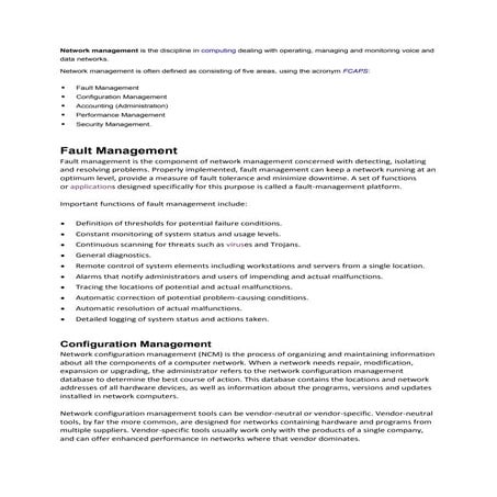 Network management | DOCX | Computer Networking | Computing