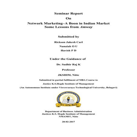 Network marketing seminar report | PDF