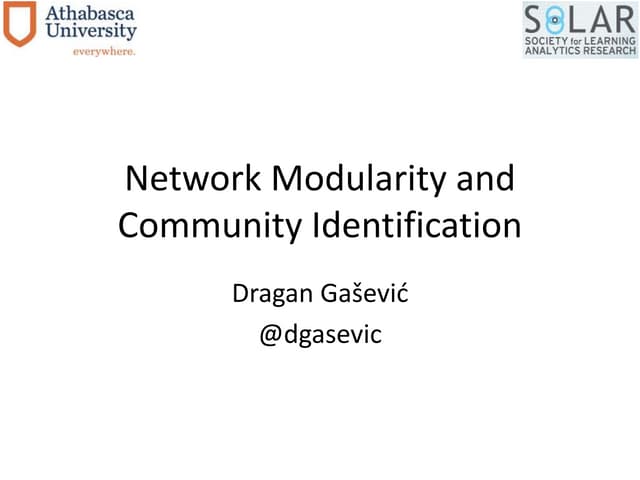 Network Modularity And Community Identification Pptx