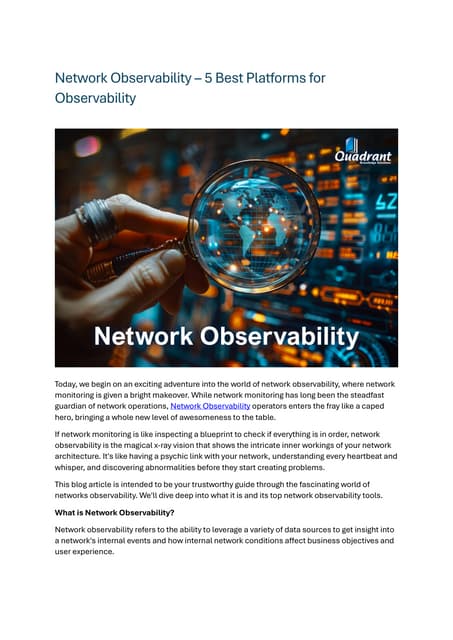 Maximizing Network Performance: A Guide to Observability Tools | PDF