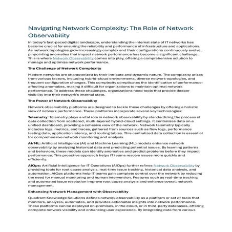 Navigating Network Complexity The Role Of Network Observability Pdf